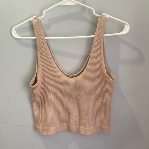 American Eagle Outfitters | Tops | Pale Pink Lowcut Cropped Ribbed Tank ...